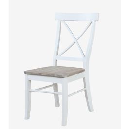 Madison Avenue Coastal Views White Dining Chair with French Gray Seat ...