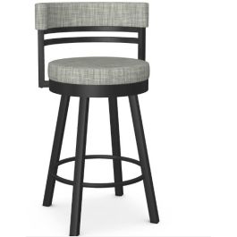 Amisco Ronny Illusion Counter-Height Swivel Stool in Black Coral ...