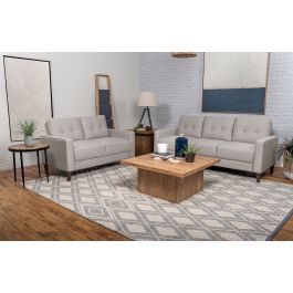 Coaster Bowen 2-Piece Upholstered Track Arm Tufted Sofa Set Beige ...