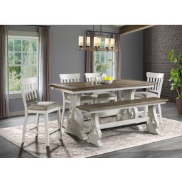 Intercon Drake Two-Toned Rustic White & French Oak Finish Dining Table ...