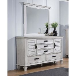 Coaster Franco 5-Drawer Dresser with Mirror Distressed White | Hudson's ...