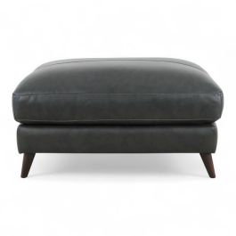 Softline Caruso Slate Leather Large Ottoman | Hudson's Furniture + Mattress