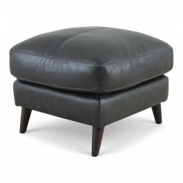 Softline Caruso Slate Leather Ottoman | Hudson's Furniture + Mattress