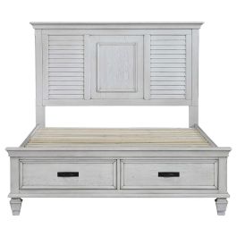 Coaster Franco 4-Piece Queen Storage Bedroom Set Distressed White ...