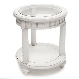 Seawinds Monaco Round End Table with Pelican Insert Blanc Finish ...