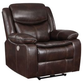 Coaster Sycamore Upholstered Power Recliner Chair Dark Brown | Hudson's ...