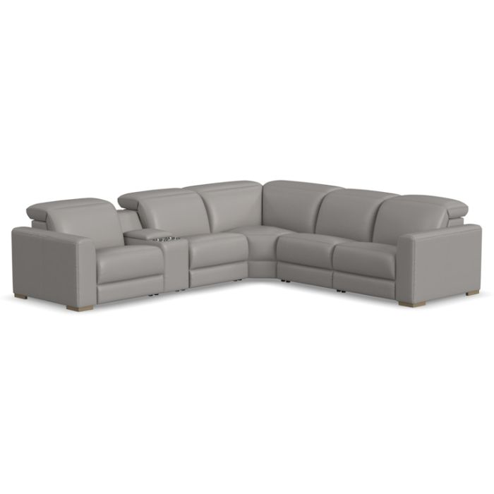 Flexsteel Aurora Ash Top Grain Leather Power Reclining Sectional with ...