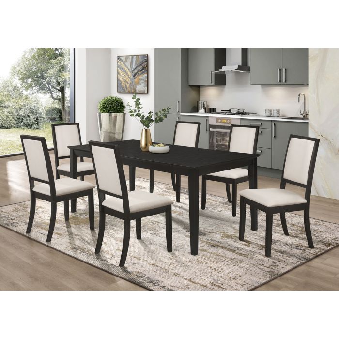 Coaster Louise 7-Piece Rectangular Extension Leaf Dining Set Black ...