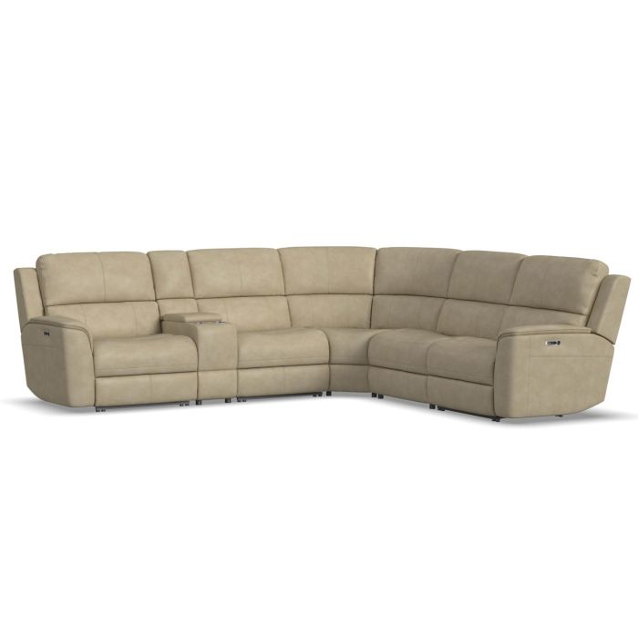 Flexsteel Henry Power Reclining Beige Sectional with Power Headrests ...