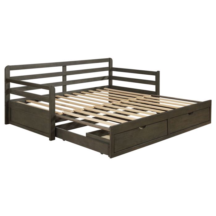 Coaster Sorrento 2 Drawer Twin XL Daybed with Extension Trundle Grey Hudson s Furniture Mattress