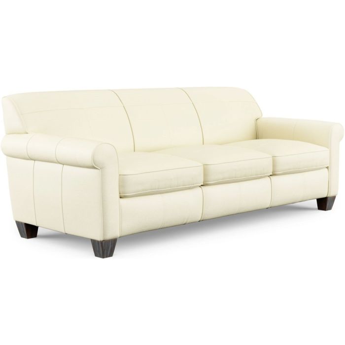 Flexsteel Dana Off-White Leather Sofa | Hudson's Furniture + Mattress