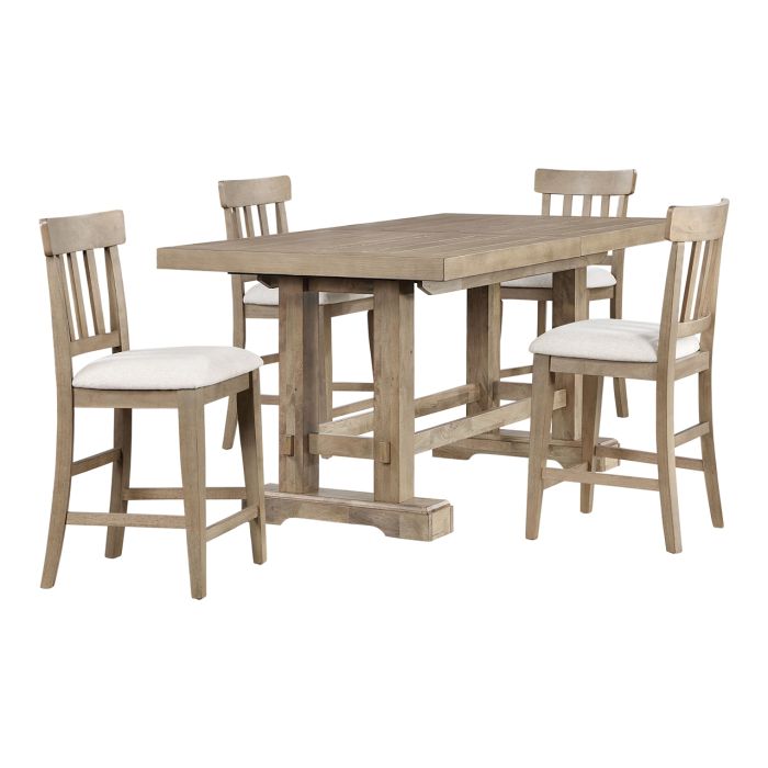 Steve Silver Napa Counter-Height Table & 4 Chairs Set In Weathered Sand ...