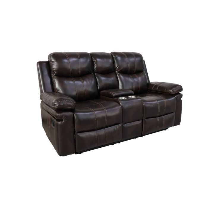 New Classic Kellen Console Loveseat with Dual Recliners in Brown ...